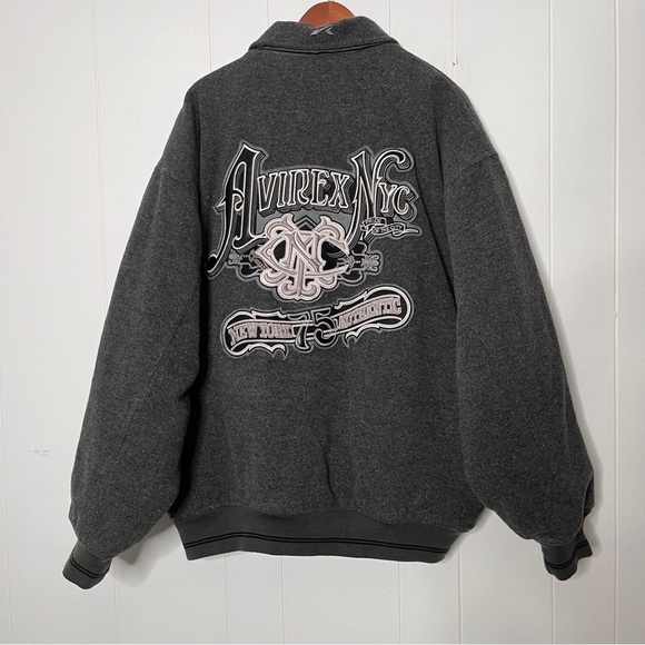Avirex | Jackets & Coats | Avirex Nyc Wool Nylon Gray Reversible Bomber ...